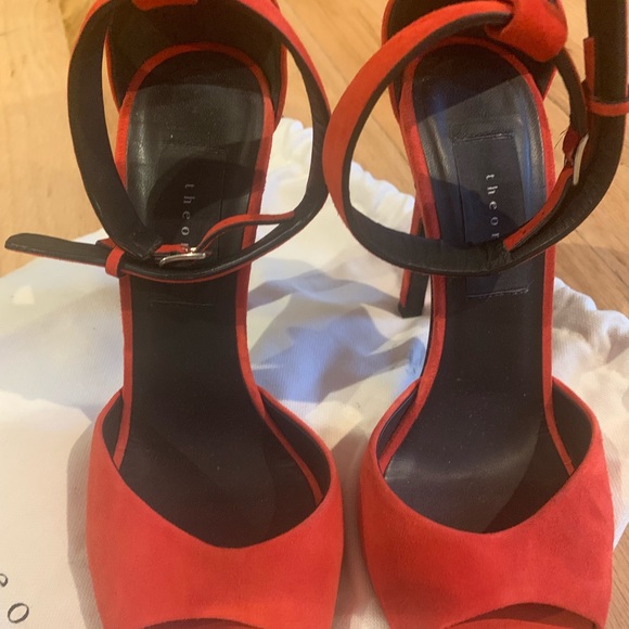 Theory | Shoes | Theory Red Sandal Heel | Poshmark